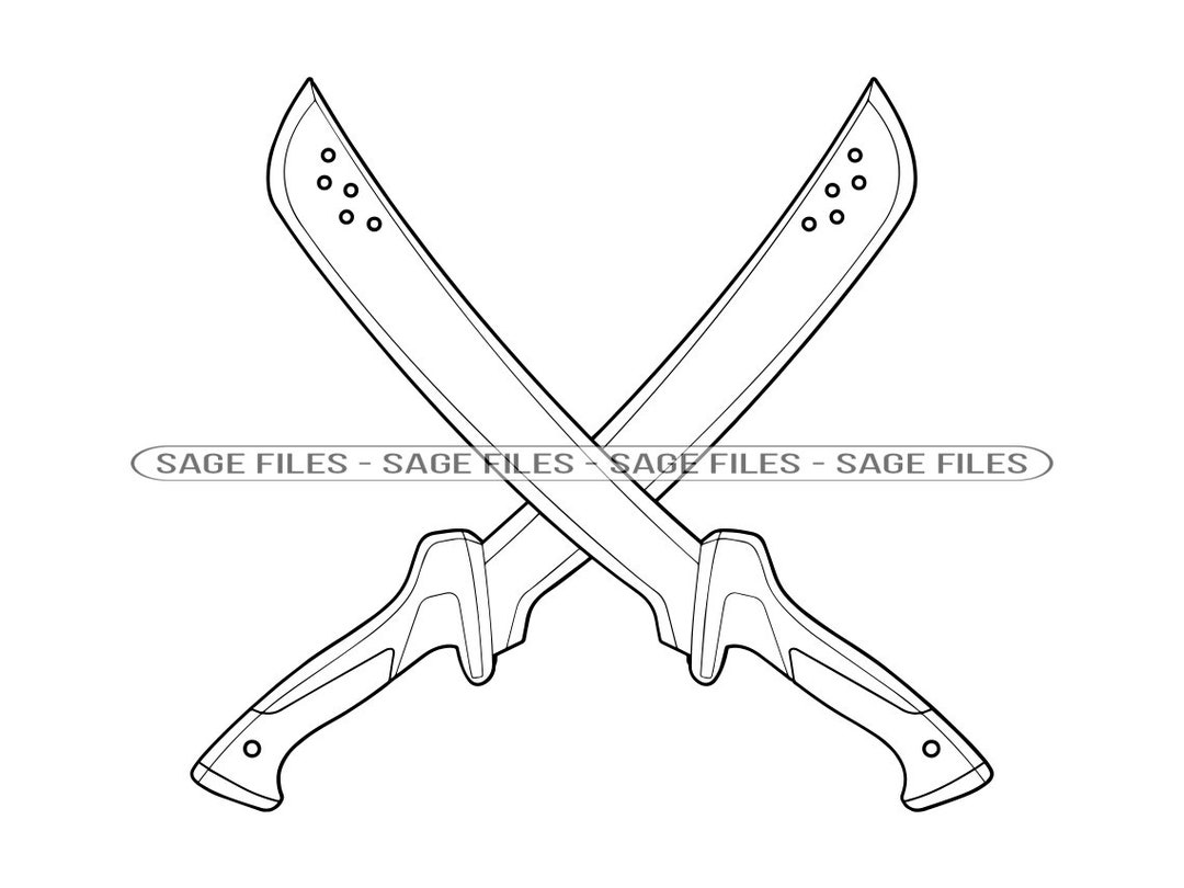 Machete Logo Outline 3 SVG, Machete SVG, Sword, Knife, Machete Clipart ...