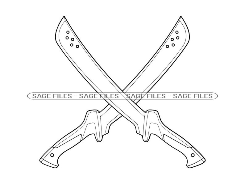 Machete Logo Outline 3 SVG, Machete SVG, Sword, Knife, Machete Clipart ...