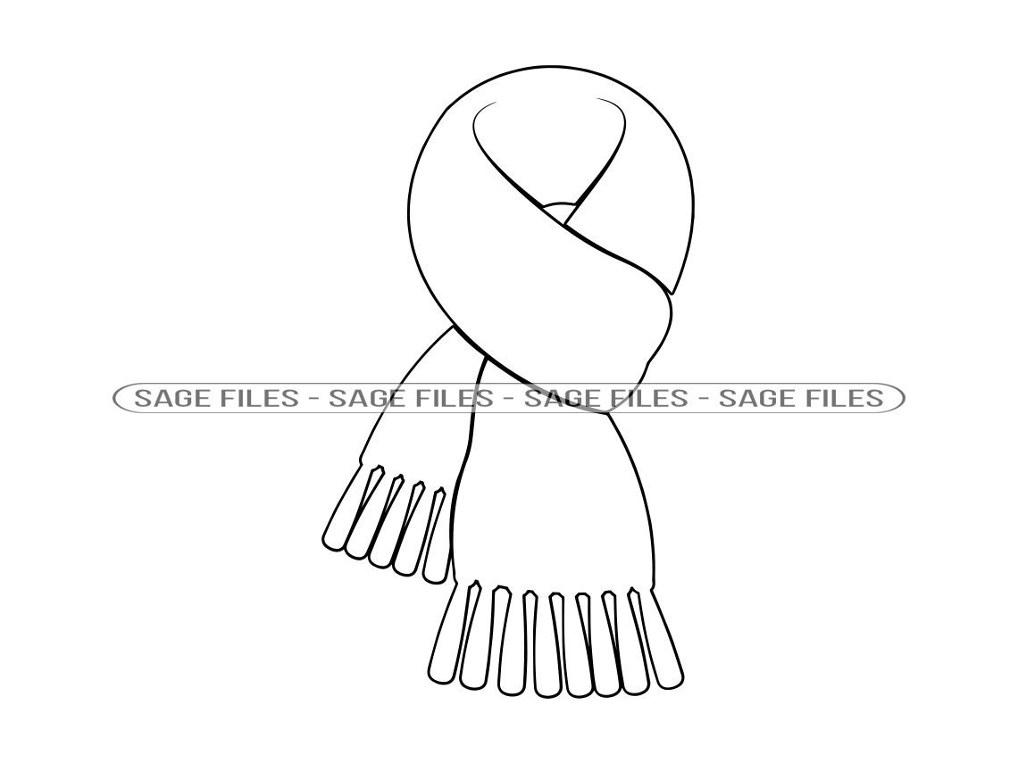 Scarf Outline SVG Scarf Svg Winter Svg Cold Scarf Clipart - Etsy