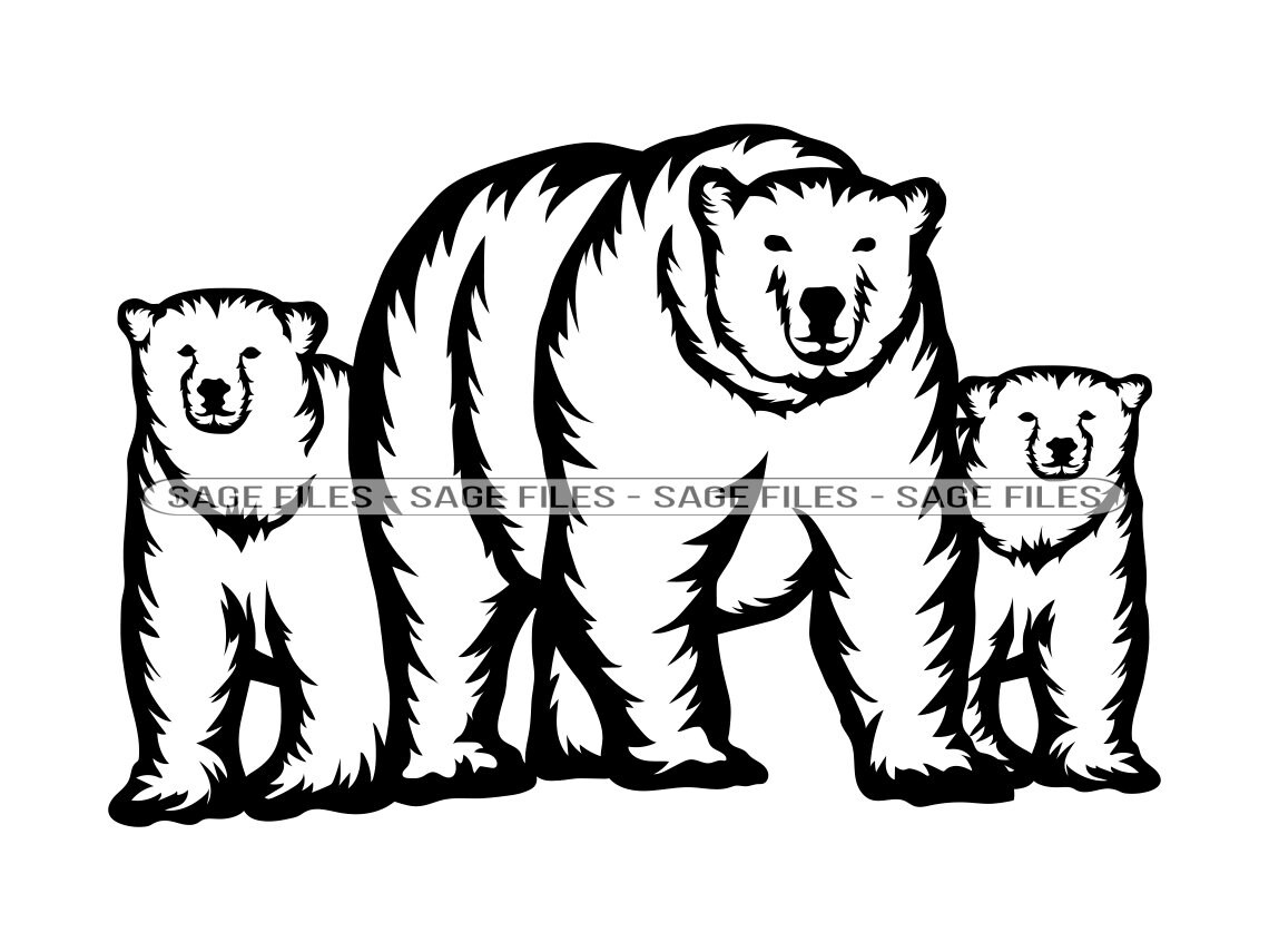 Mama Polar Bear & Cubs SVG Mama Bear SVG Bear SVG Baby Bear - Etsy