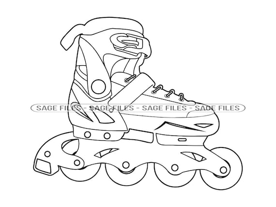 Dibujo De Patines En Línea Patín Sobre Ruedas. Dibujo Vectorial