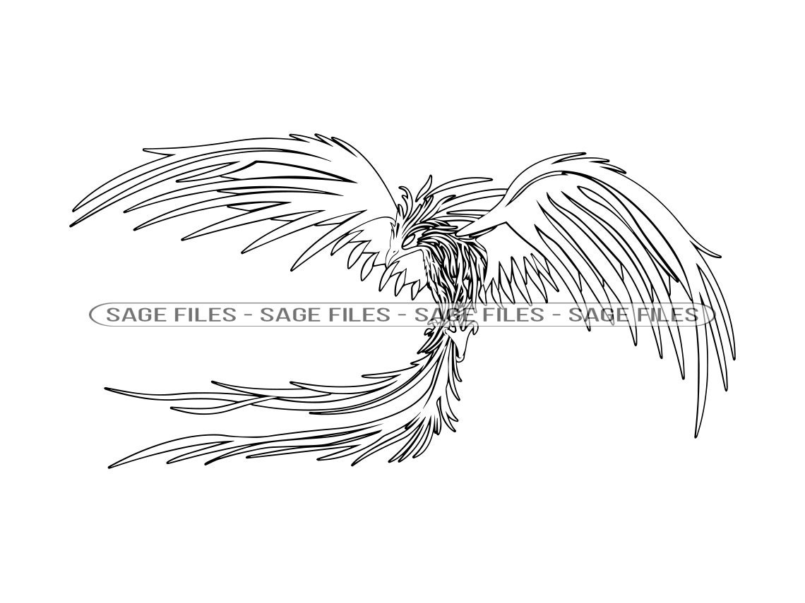 Phoenix Outline 6 Svg, Phoenix Svg, Phoenix Clipart, Phoenix Files for ...
