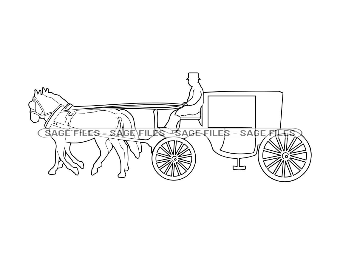 Horse And Wagon Drawing