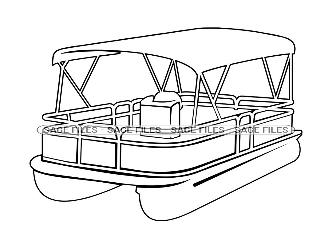 Pontoon Boat Outline #4 SVG, Pontoon Boat SVG, Pontoon Boat Clipart ...