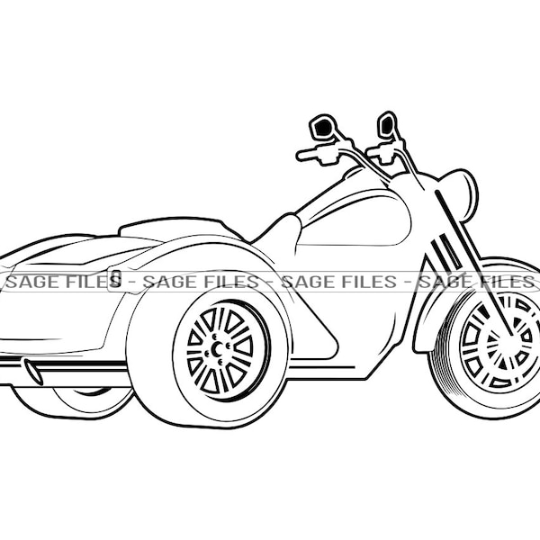 Trike Motorcycle Outline - Etsy