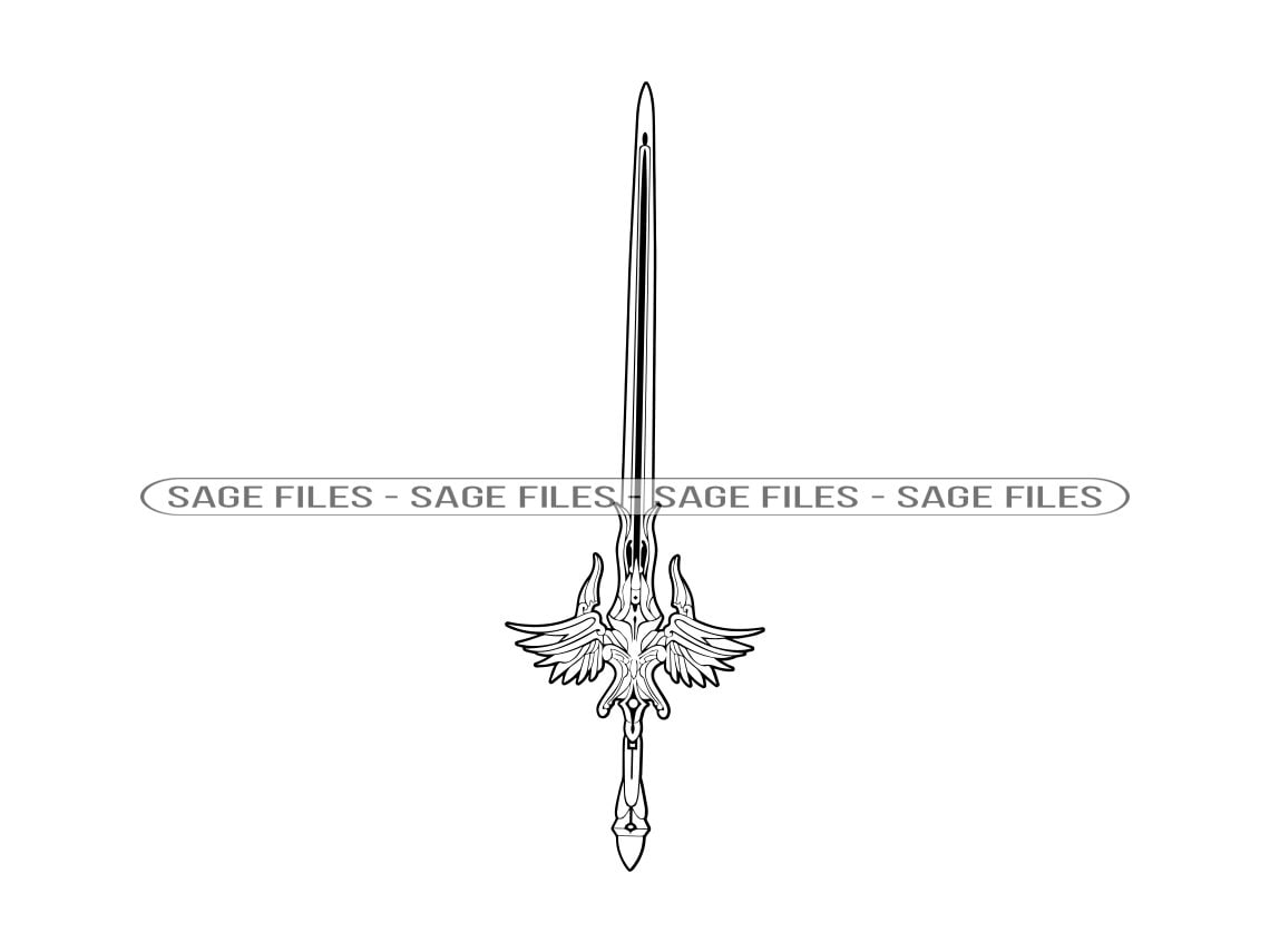 Fantasy Sword Outline SVG, Sword Svg, Sword Clipart, Sword Files for ...
