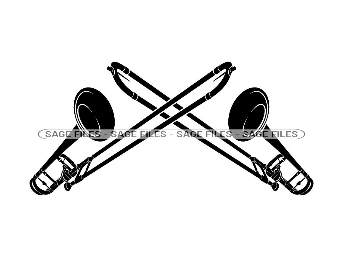 Trombone #2 SVG, Trombone SVG, Trombone Clipart, Trombone Files for ...