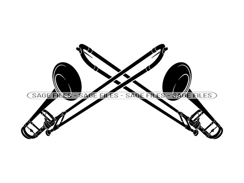 Trombone #2 SVG, Trombone SVG, Trombone Clipart, Trombone Files for ...