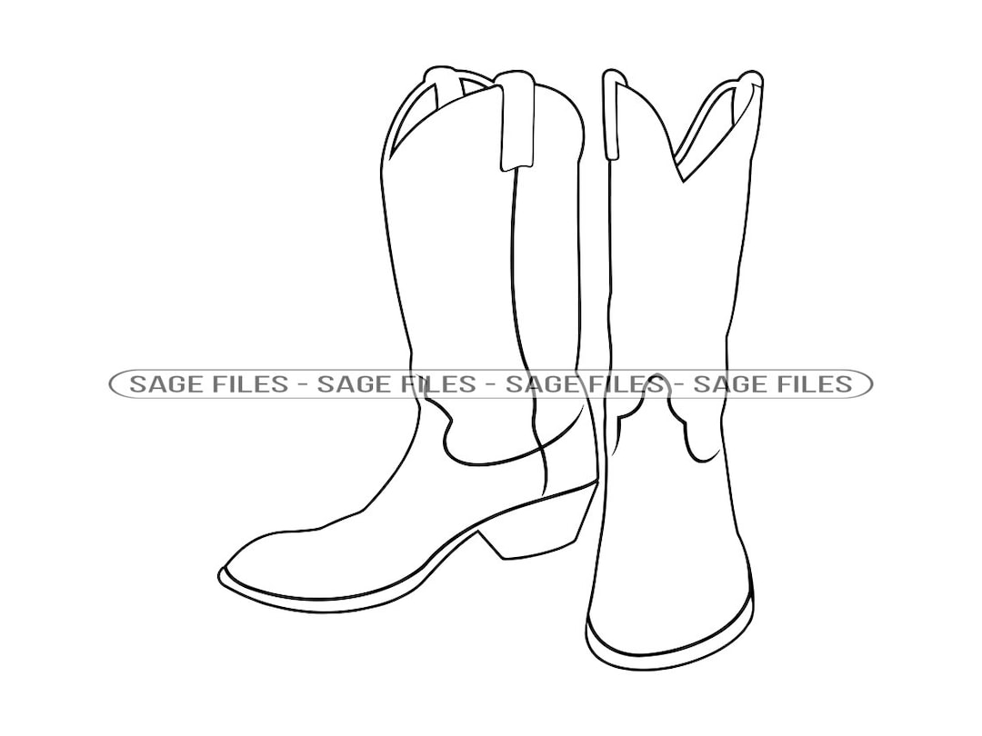 Cowboy Boots Outline