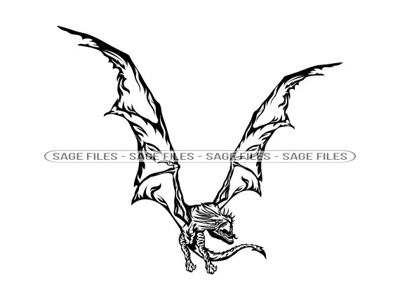 Flying Dragon Line Art