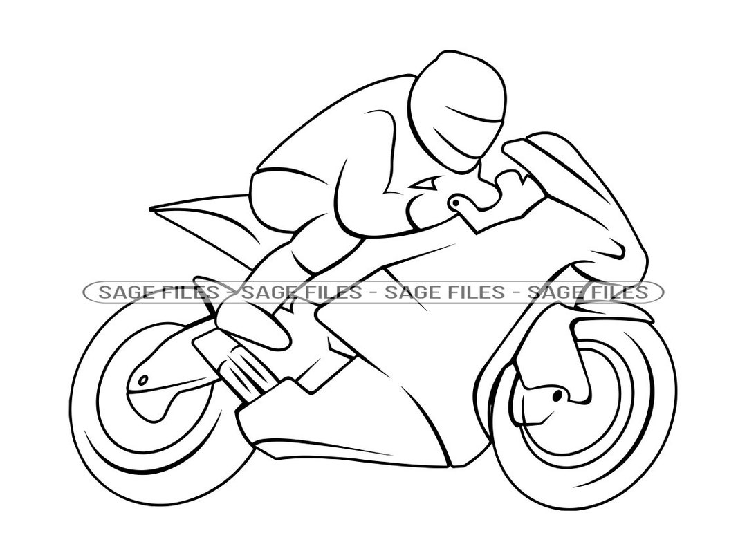 Motorcycle Racing Outline #3 SVG, Motorcycle Racing Clipart, Motorcycle ...