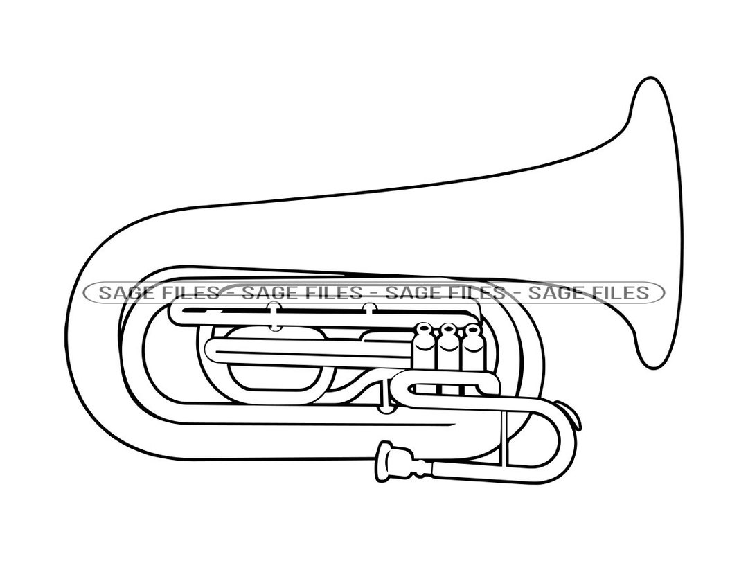 Tuba Outline SVG, Musical Instruments Svg, Tuba Clipart, Tuba Files for ...