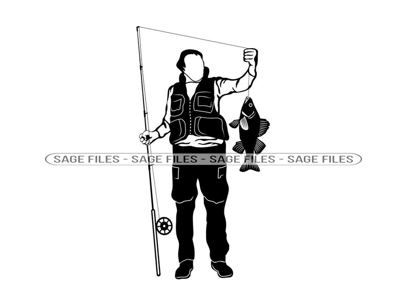 Man Fishing 3 SVG, Fishing SVG, Fishing Clipart, Fishing Files for ...