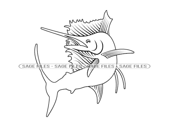 Sailfish Outline SVG Fishing Svg Fish Svg Fishing Clipart - Etsy España
