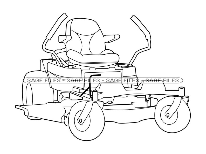 Zero Turn Lawn Mower Outline SVG, Lawn Mower Svg, Landscaping Svg ...