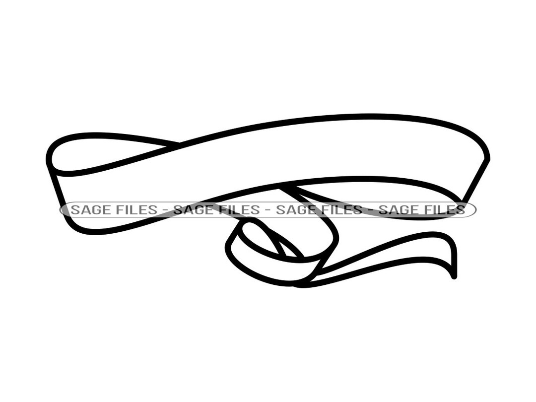 Ribbon Outline 7 SVG, Ribbon Svg, Decorative Svg, Banner Svg, Ribbon ...