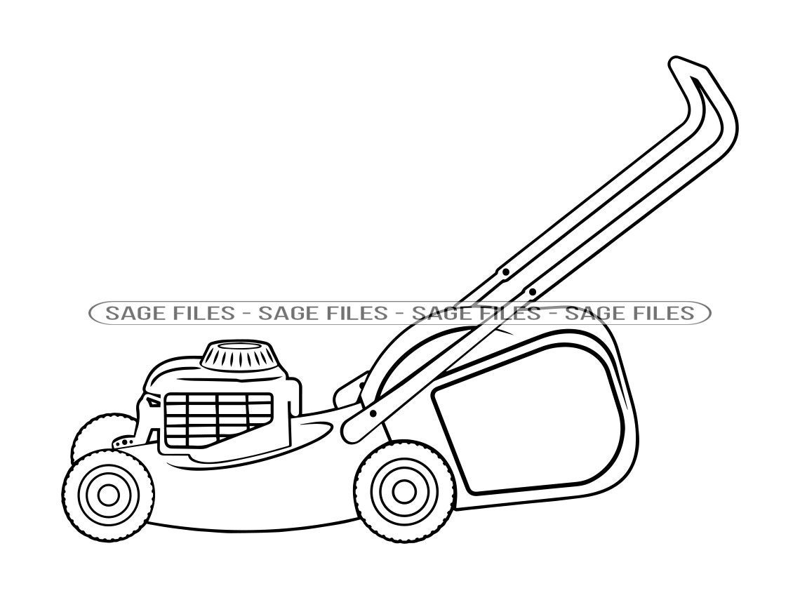 Lawn Mower Outline 4 SVG, Lawn Mower SVG, Landscaping Svg, Lawn Mower ...