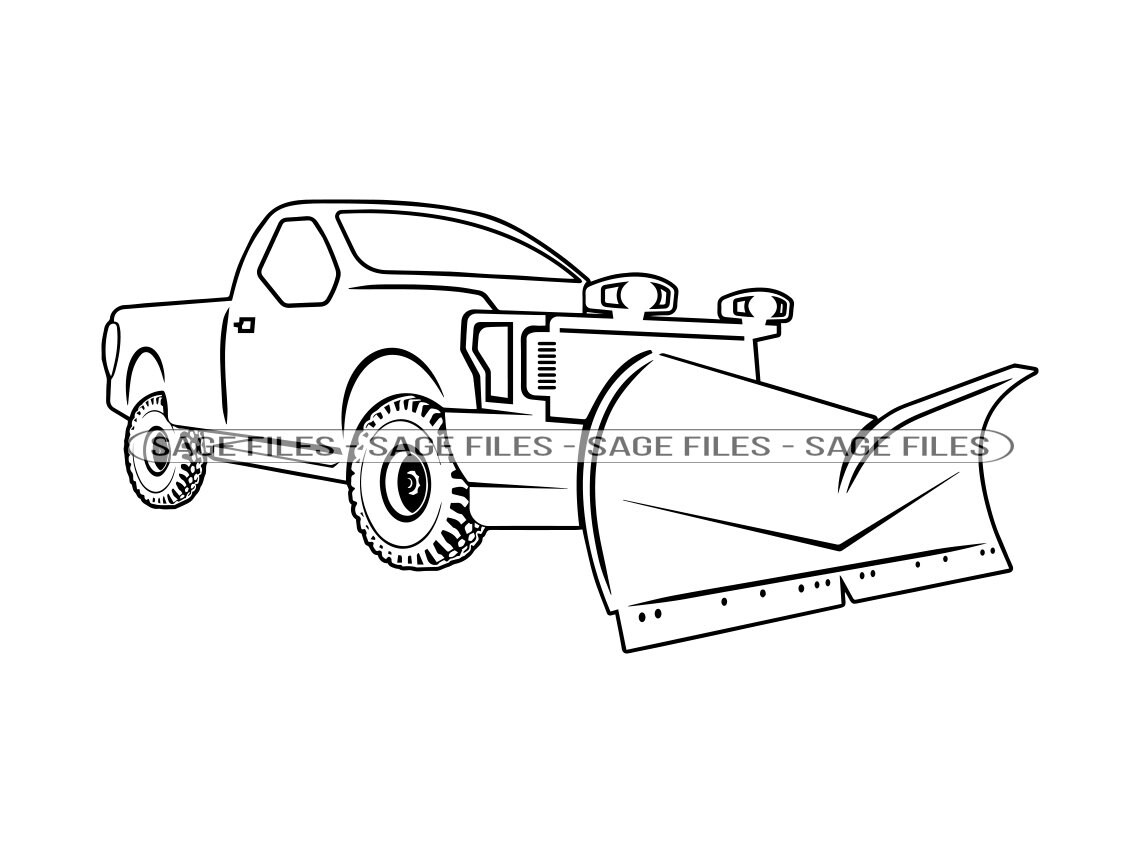 Snow Truck Outline 5 SVG, Snowplow SVG, Snow Svg, Winter Svg, Snow ...