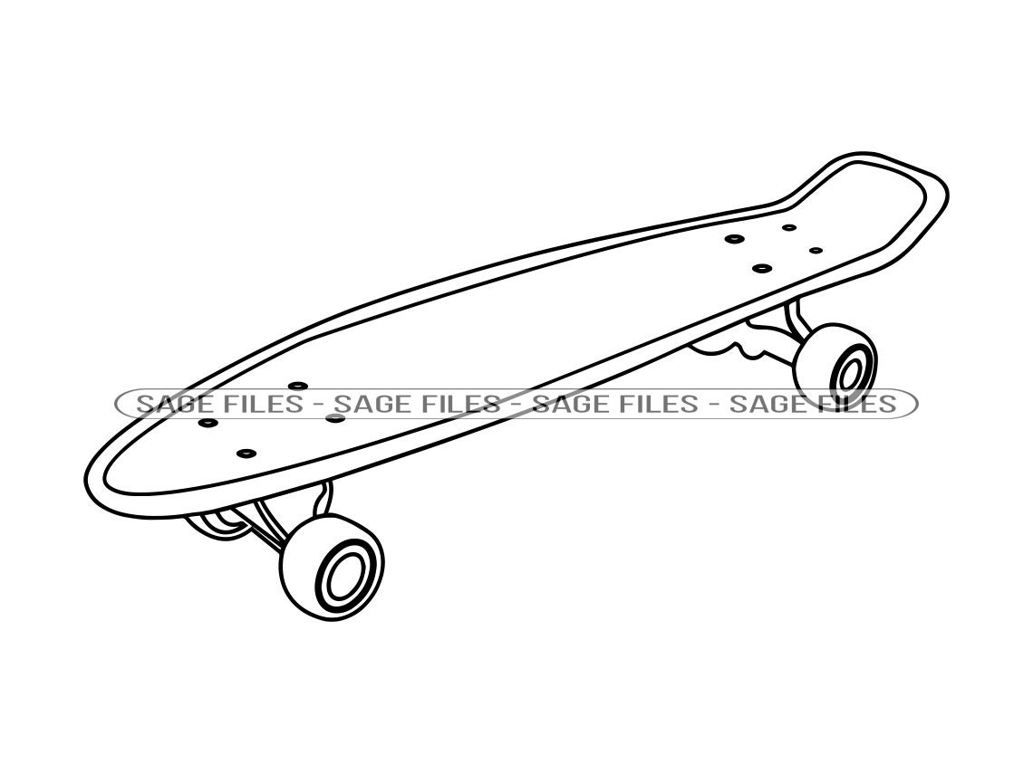 Longboard Skateboard Outline