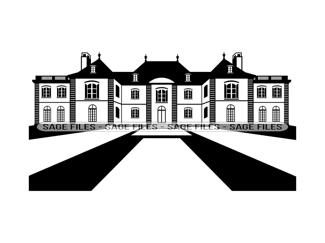 Mansion #2 SVG, Luxury Home Svg, House Svg, Real Estate Svg, Mansion ...
