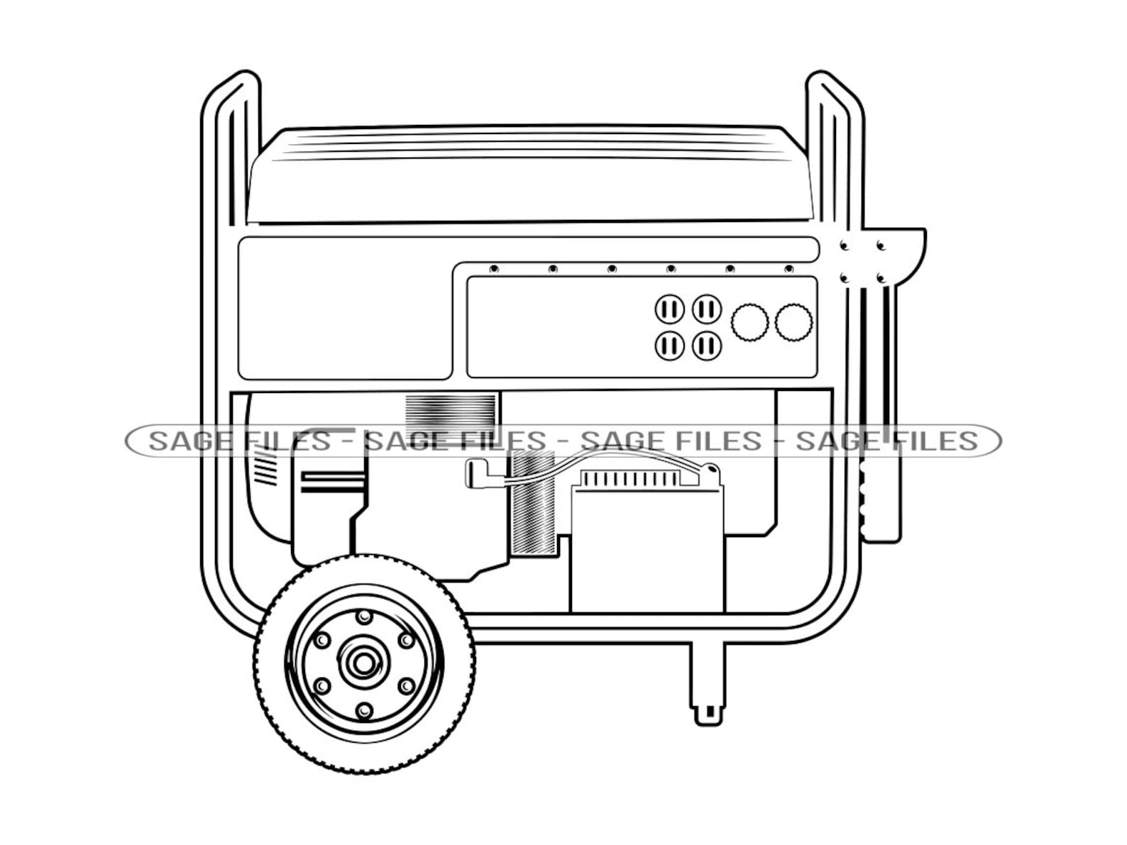 Portable Generator Outline #2 SVG, Generator Clipart, Generator Files ...