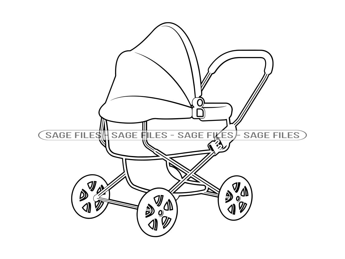 Stroller Outline Svg Stroller Carriage Svg Baby Carriage - Etsy