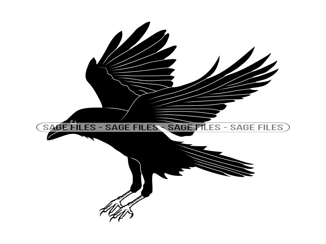 Raven #4 SVG, Raven SVG, Crow Svg, Raven Clipart, Raven Files for ...