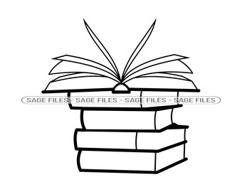 Book Outline 5 SVG, Book Svg, Book Clipart, Book Files for Cricut, Book ...