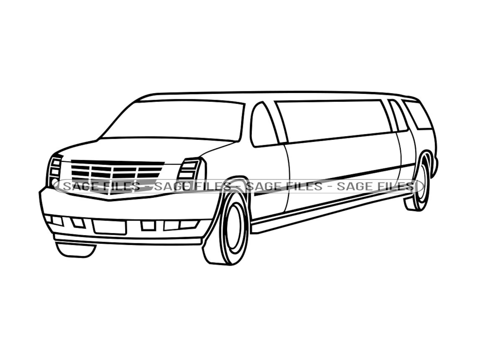 Limousine SUV Outline SVG, Limousine SVG, Limousine Clipart, Limousine ...