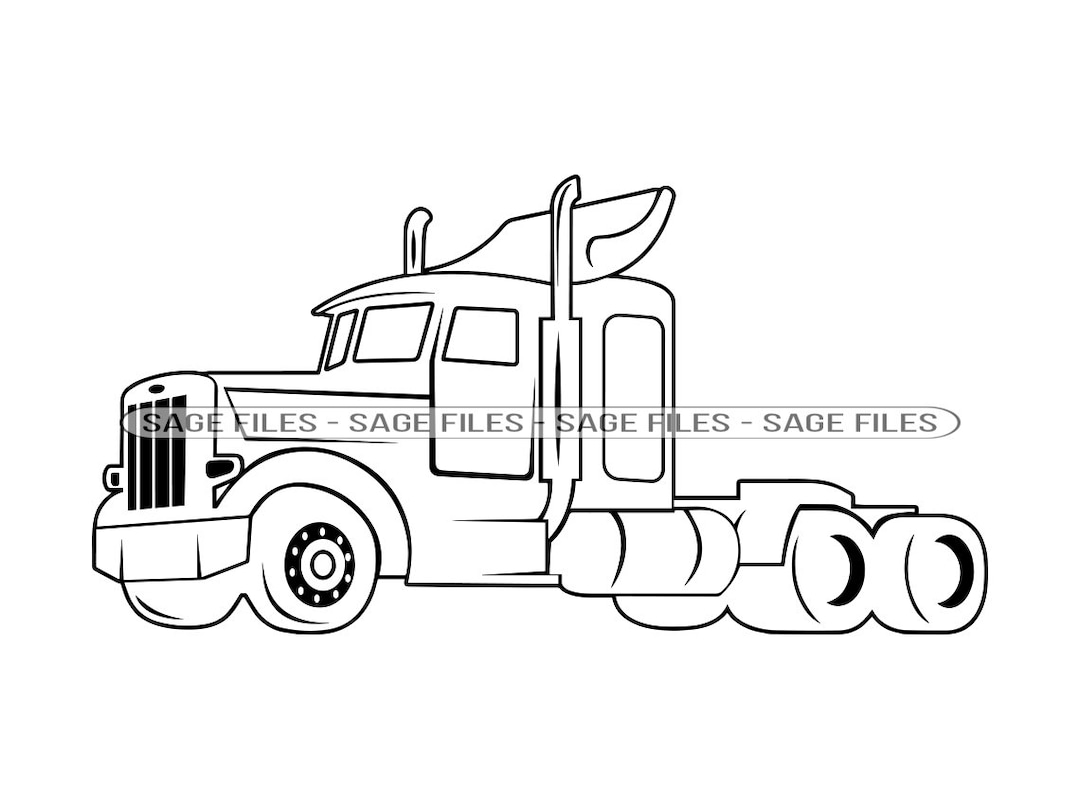 Truck Outline #2 SVG, Truck SVG, Trucking Svg, 18 Wheeler, Truck ...