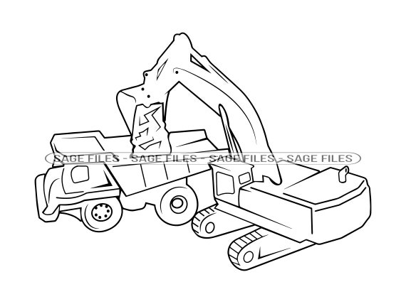 Excavator Outline 2 SVG Heavy Equipment Svg Excavator - Etsy