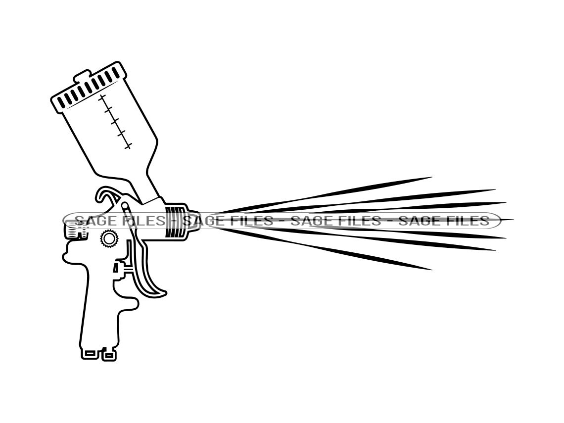 Paint Spray Gun Outline SVG, Paint Svg, Painting Svg, Paint Spray Gun ...