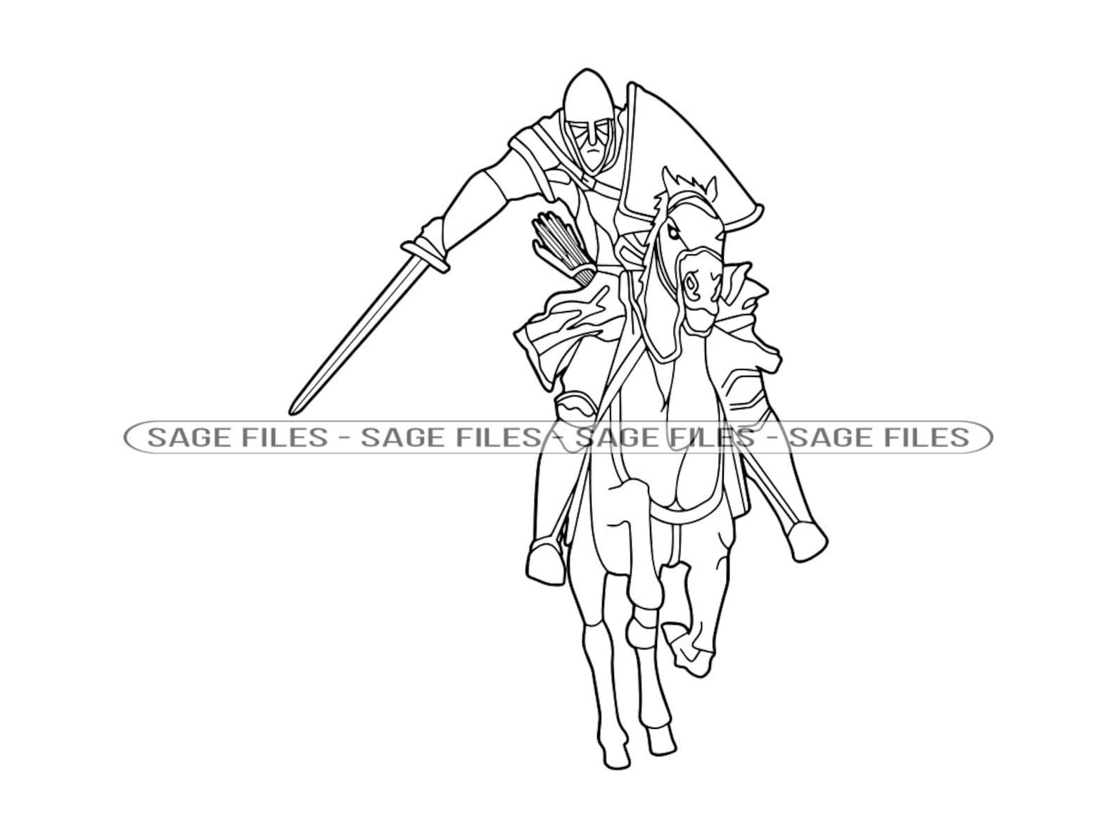 Knight Outline SVG Knight SVG Warrior Svg Knight Clipart - Etsy