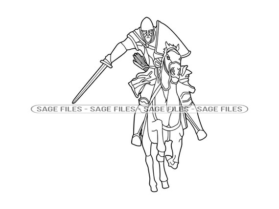 Knight Outline SVG Knight SVG Warrior Svg Knight Clipart - Etsy