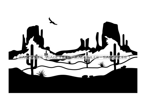Mojave Desert 3 Svg Western Desert Landscape Svg Arizona - Etsy