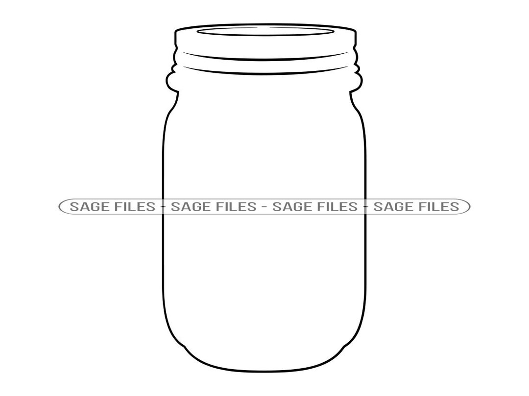 Mason Jar Outline 2 SVG Mason Jar Svg Mason Jar Clipart - Etsy