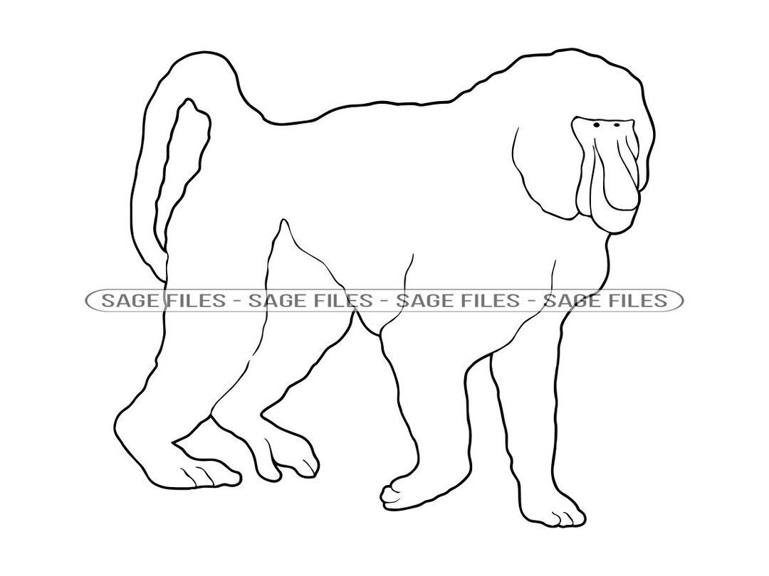 Baboon Outline SVG, Monkey Svg, Baboon Clipart, Baboon Files for Cricut ...