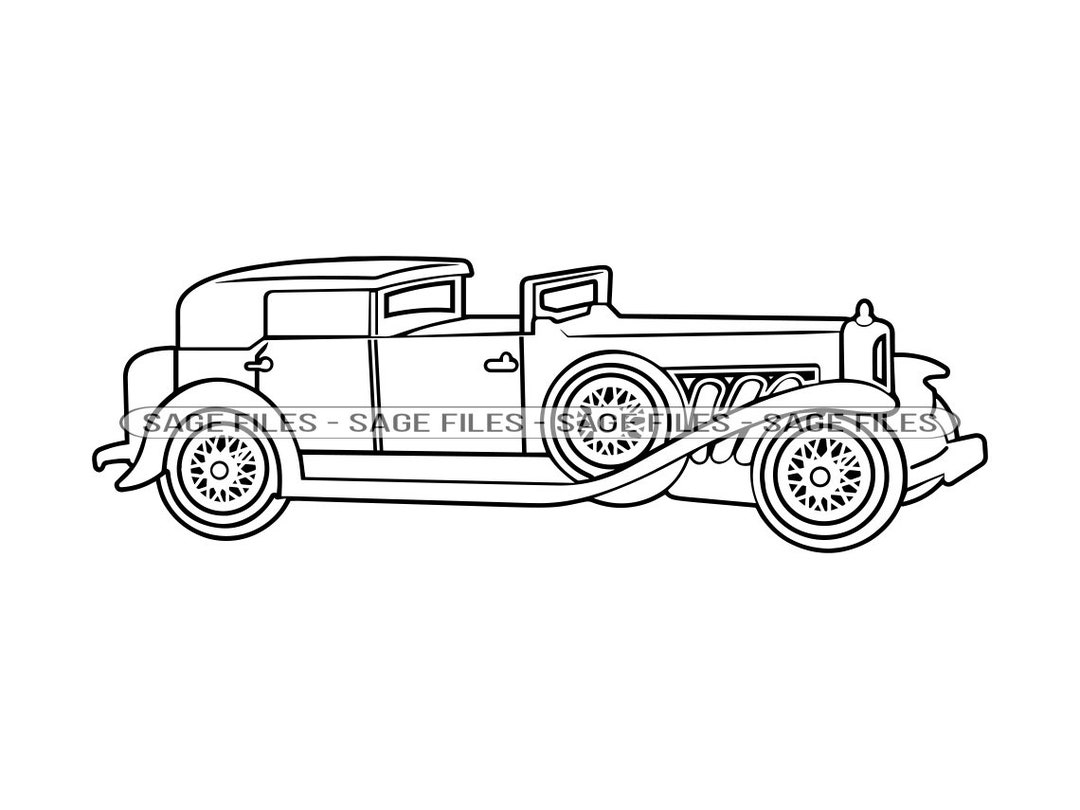 Retro Automobile Outline SVG, Retro Car Svg, Vintage Car Svg ...