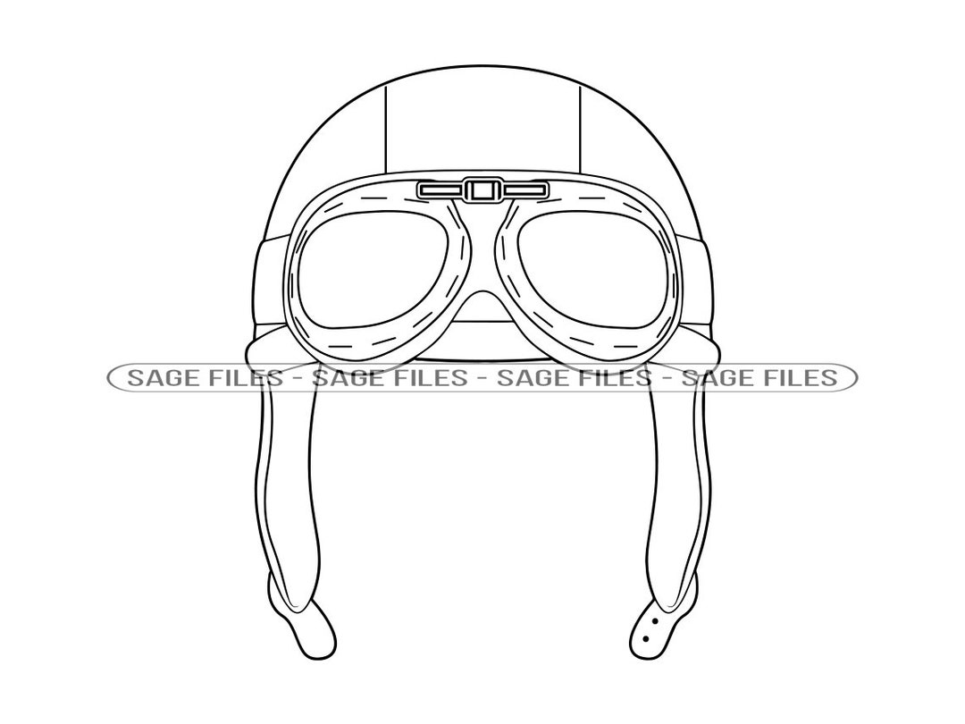 Aviator Helmet Outline SVG, Pilot Hat SVG, Pilot Svg, Clipart, Aviator ...