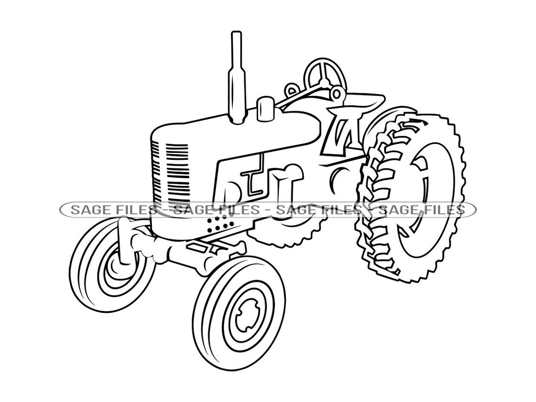 Tractor Outline #6 SVG, Tractor SVG, Farm Tractor SVG, Tractor Clipart ...