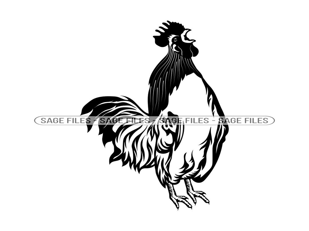 Crowing Rooster 3 SVG, Rooster Svg, Farm Svg, Rooster Clipart, Rooster ...