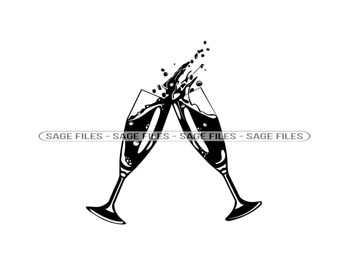 Toast Glass #2 SVG, Wine Glass SVG, Champagne Glass, Celebration, Party ...
