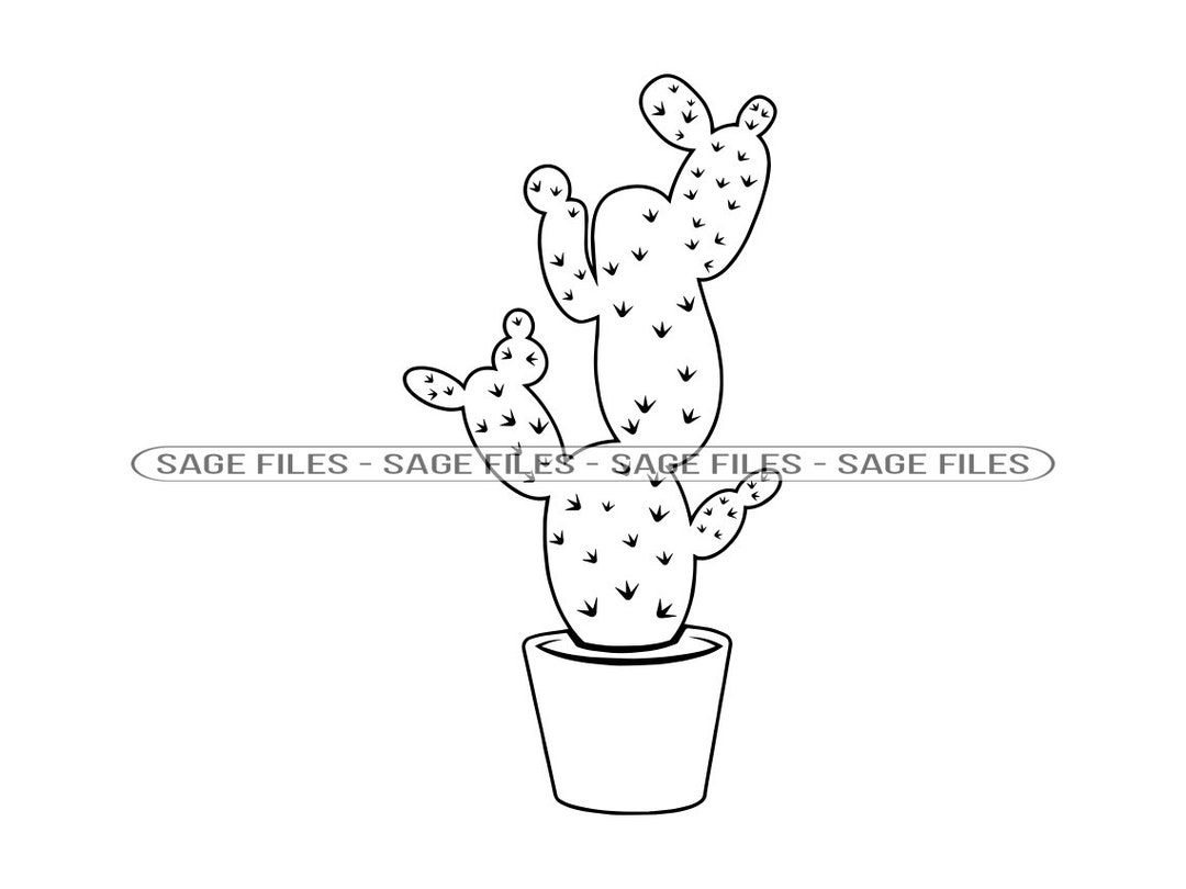 Cactus Outline 2 SVG, Cactus Svg, Cactus Clipart, Cactus Files for ...