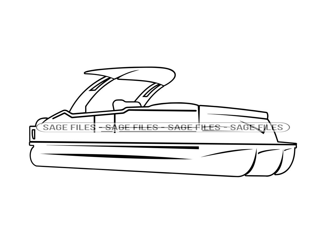 Pontoon Boat Outline 3 SVG, Pontoon Boat SVG, Pontoon Boat Clipart ...