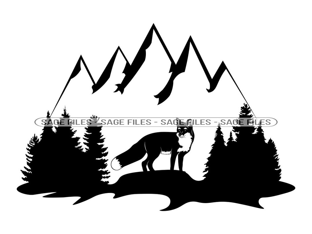 Fox Wildlife SVG, Fox Forest and Mountain Svg, Fox Svg, Fox PNG, Fox ...