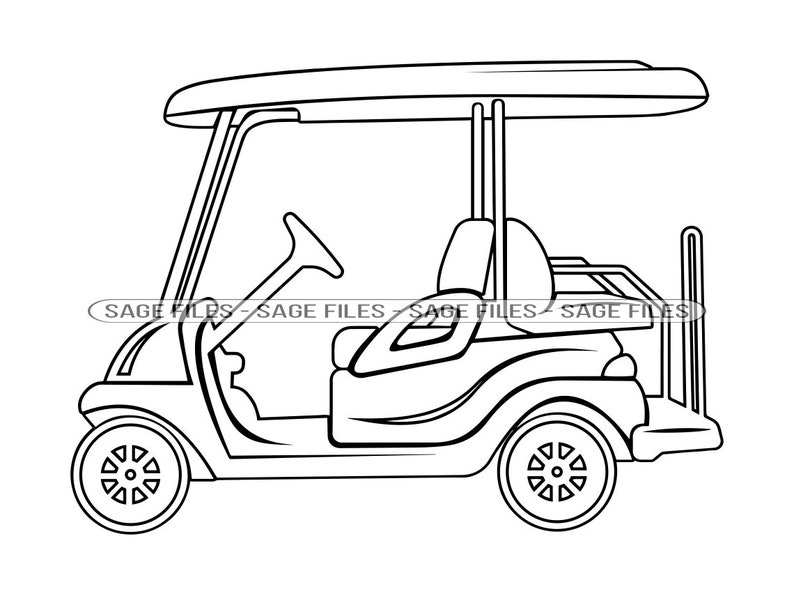 Golf Cart Outline SVG, Golf Cart Svg, Golf Cart Clipart, Golf Cart ...