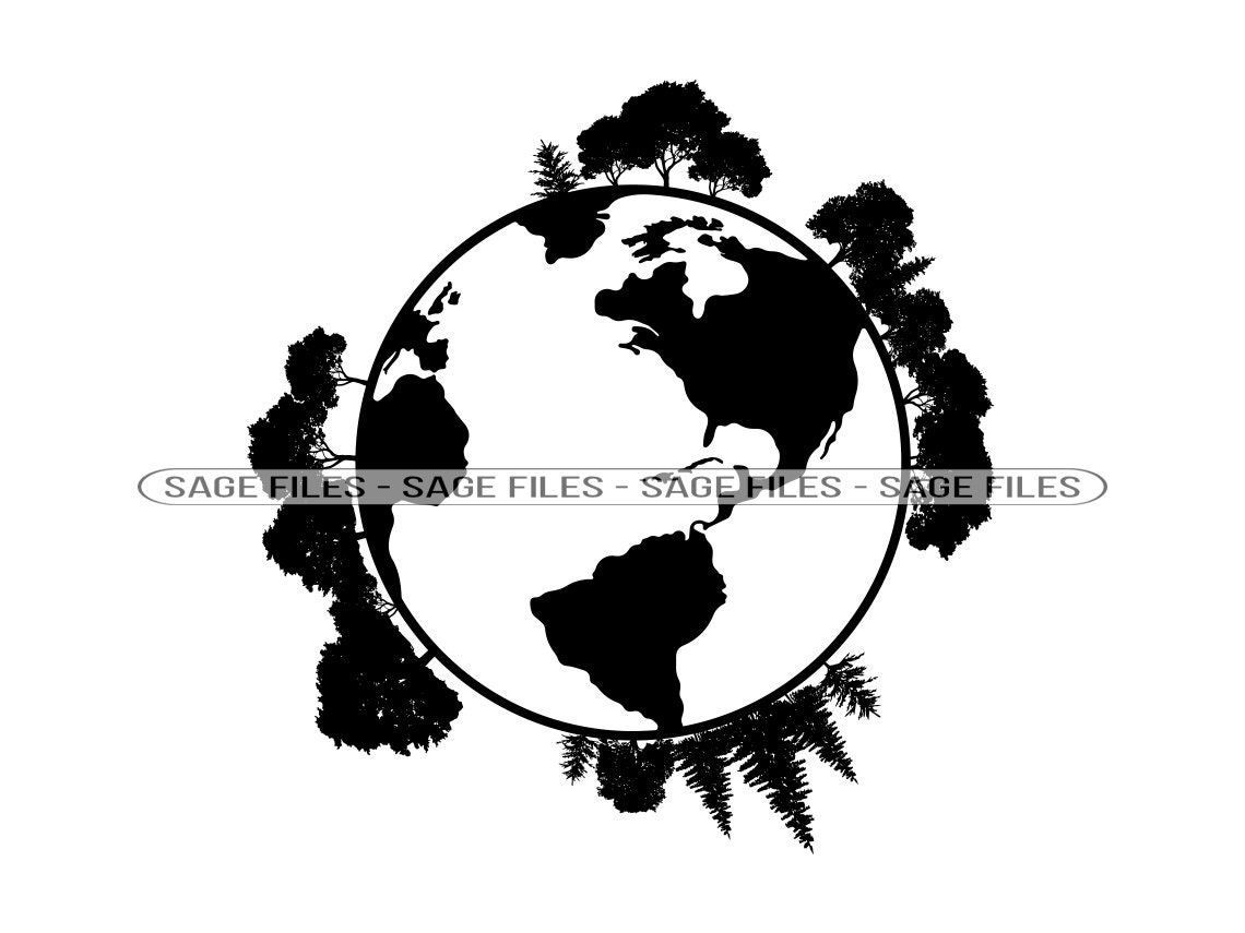 Planet Earth With Trees SVG, Globe SVG, Earth SVG, Forest Svg, Clipart ...