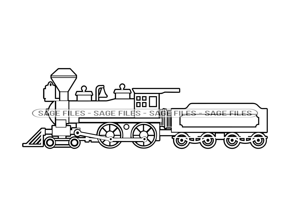 Train Outline #7 Svg, Train Svg, Steam Engine Svg, Locomotive Svg ...