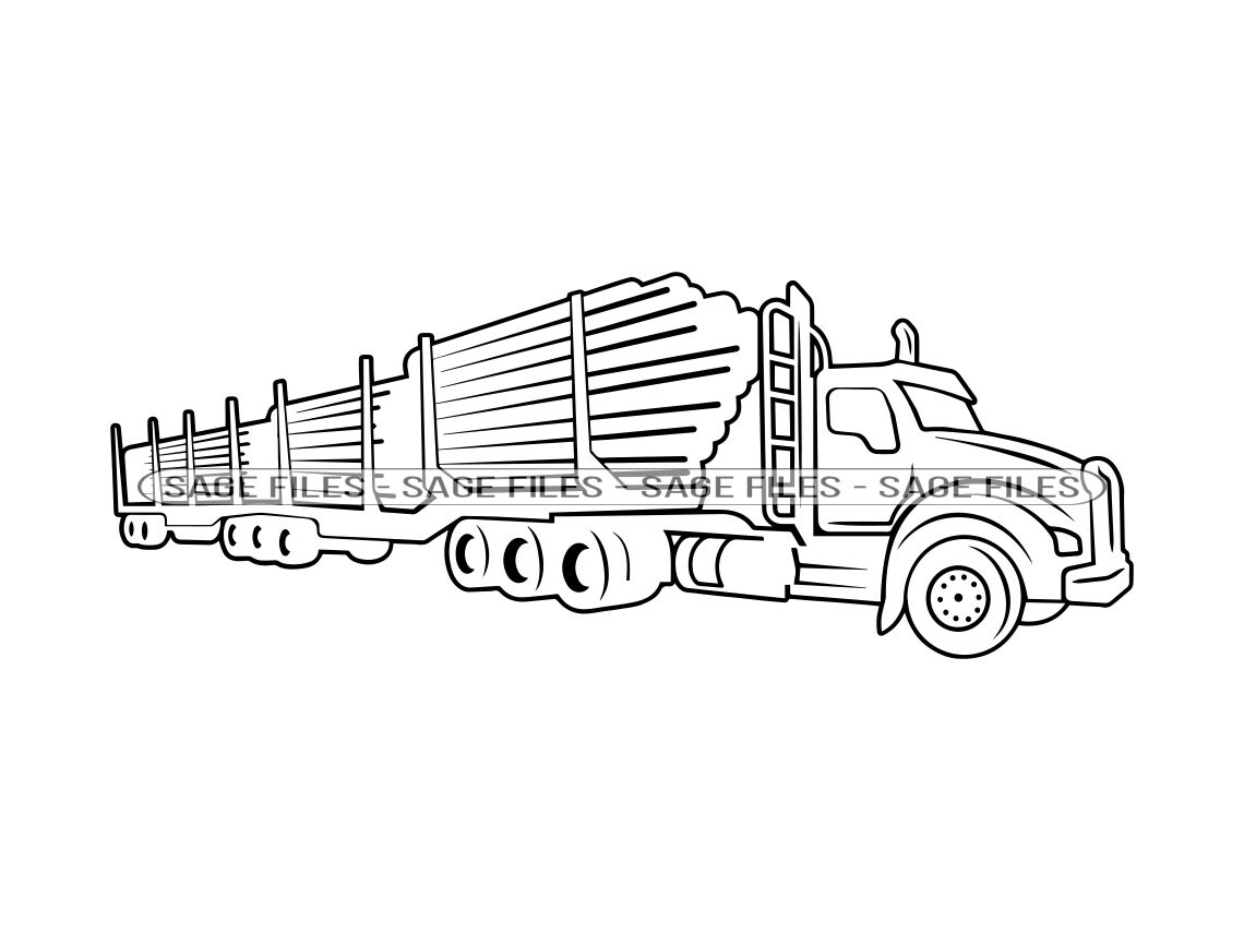 Logging Truck Outline 3 SVG Truck SVG Trucking Logging - Etsy