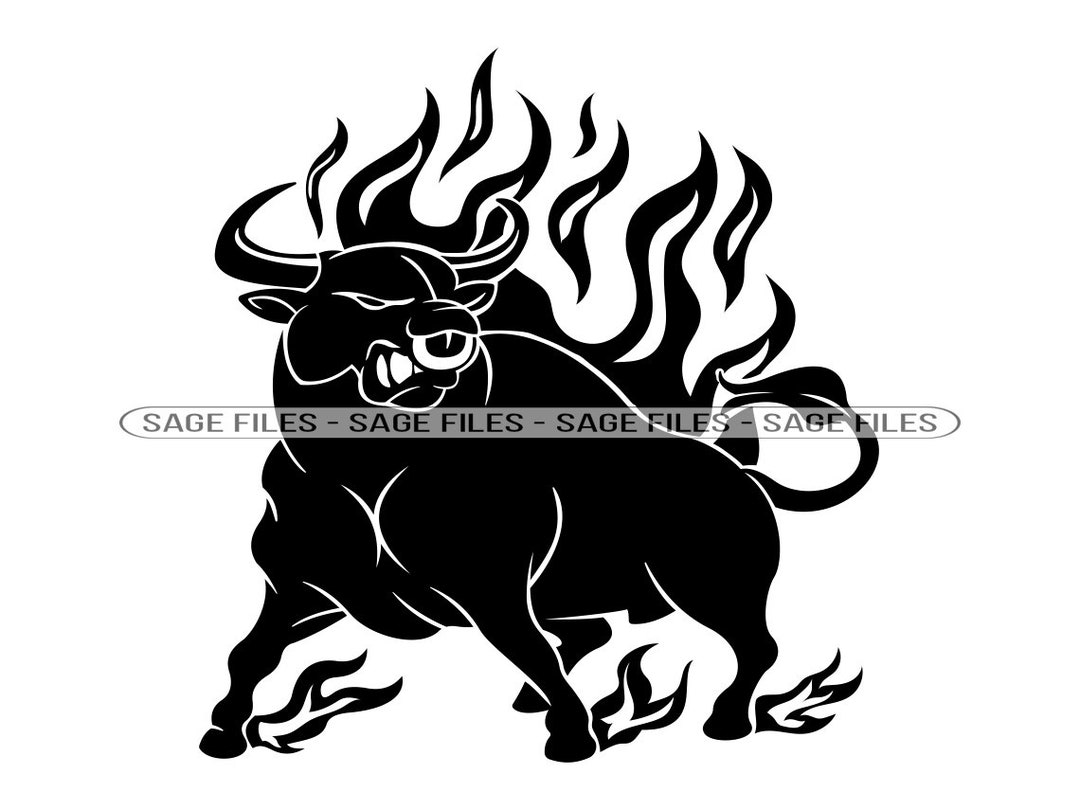 Flaming Bull SVG, Bull Svg, Ox Svg, Cattle Svg, Bull Clipart, Bull ...